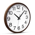 TIMESS, 13" Silent Wall Clock, Large Numbers, Brown Wood-Like Frame ...