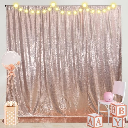 Dominiburl Sequin Backdrop Curtains Not See Through,8FT x 8FT Rose Gold ...