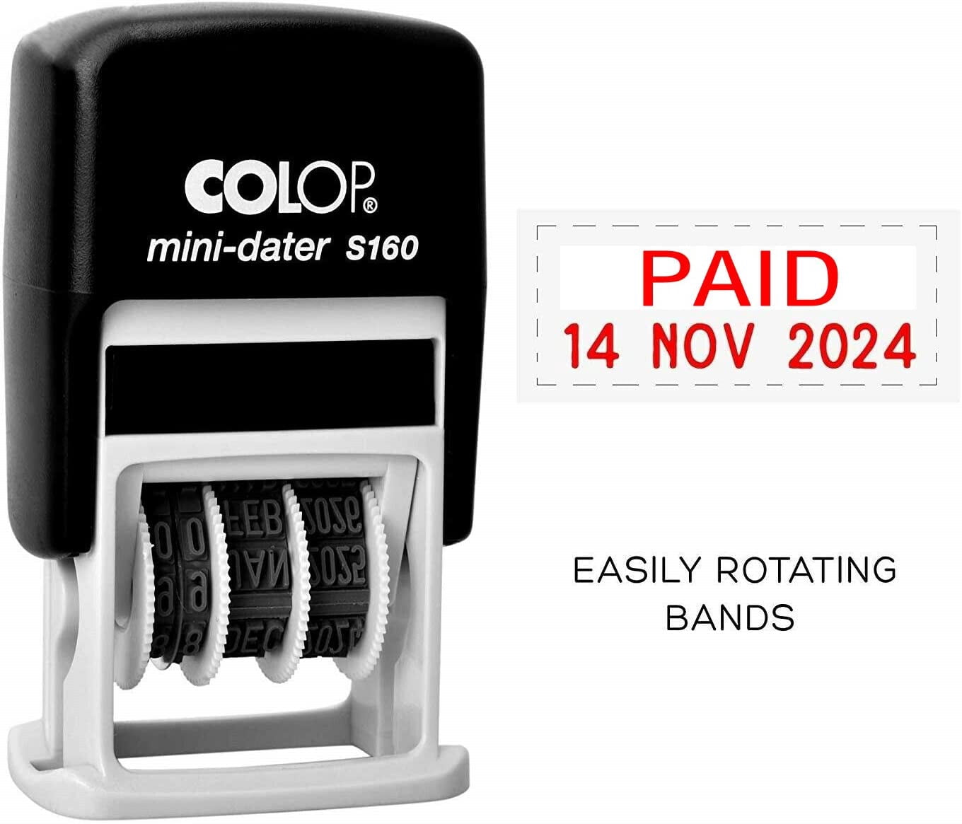 PrintValue 'Paid'' Self Inking Rubber Date Stamp - Red Ink - Walmart.com