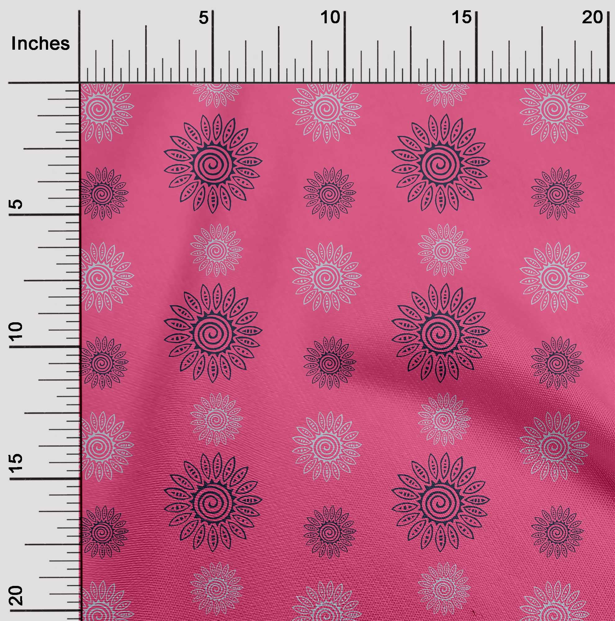 oneOone Cotton Flex Fabric Spiral & Floral Block Print Sewing Fabric ...