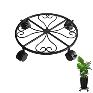 Decorative Cast Iron Planter Caddy Flower Pot Stand With Fleur De Lis ...