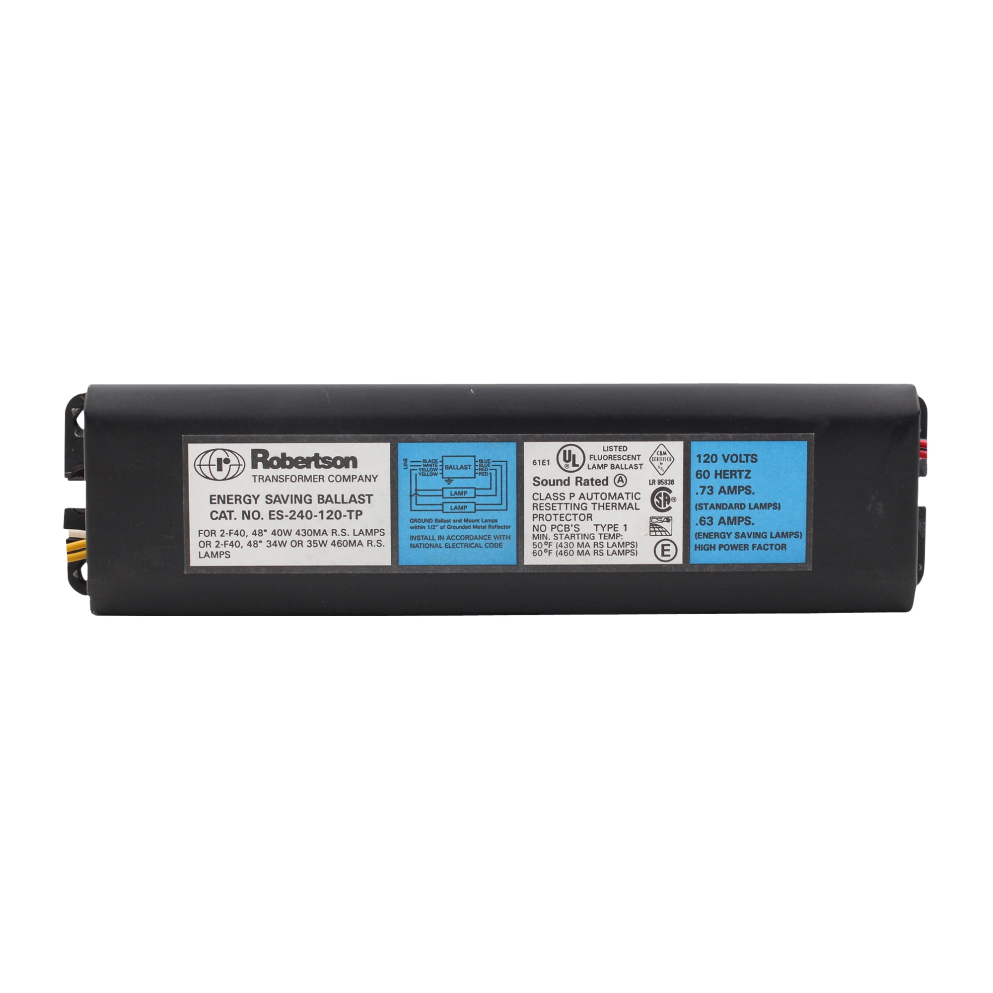Robertson ES-240-120-TP Fluorescent Ballast, 2-Lamp, F40 RS, 120V ...