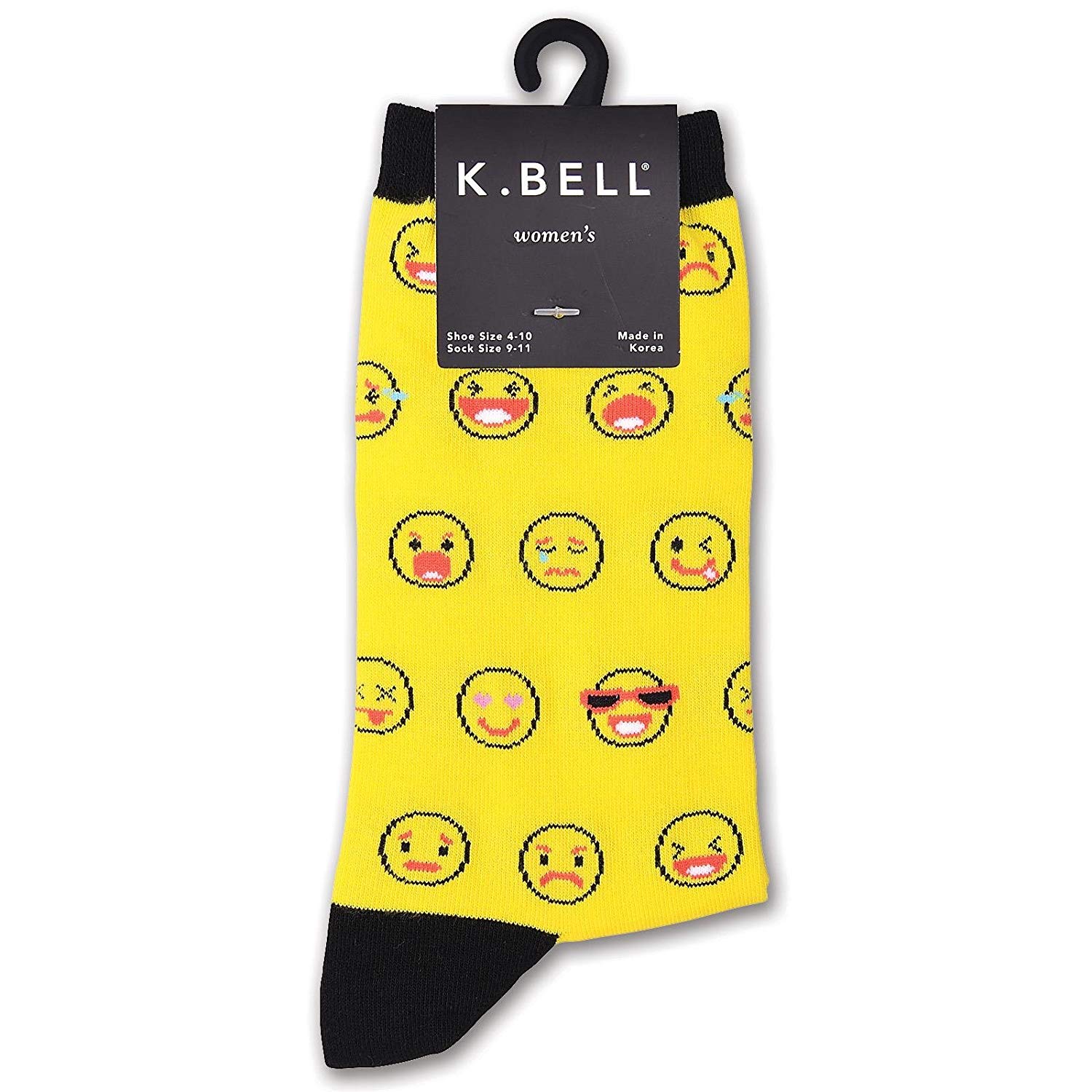 K. Bell Socks - K. Bell Womens Cotton Blend Crew Socks, 9-11, Emoticons ...