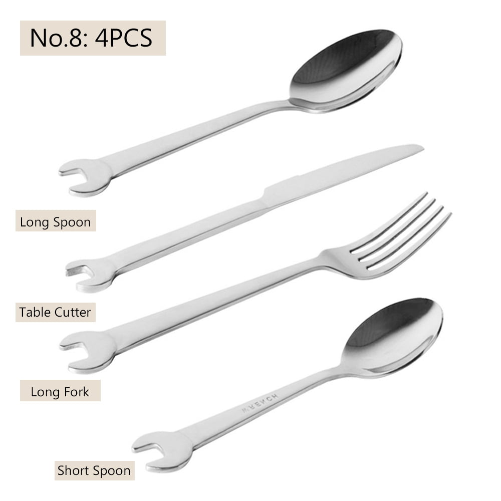 304 Stainless Steel Tableware Creative Wrench Shape Fork Spoon Dinner ...