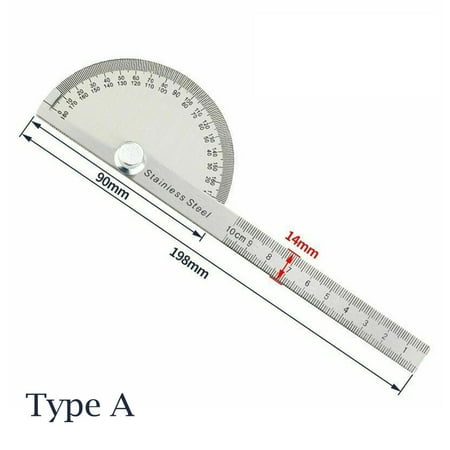 180 Degree Protractor Metal Angle Finder Goniometer Stainless Steel ...