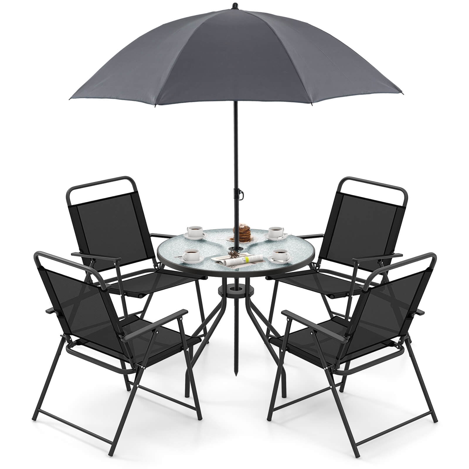 Click here for Costway 6 Pcs Patio Dining Set Folding Chairs Glas... prices