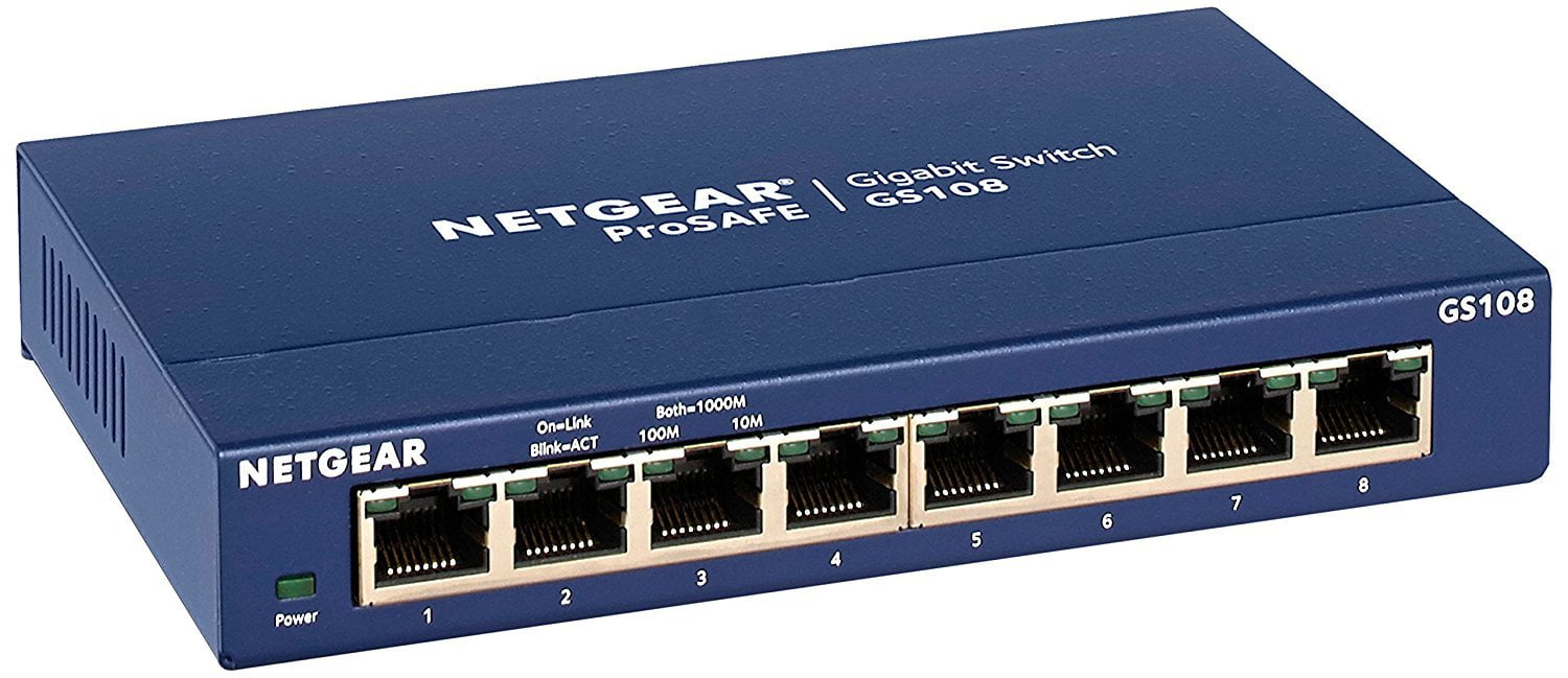 Small Ethernet Switch, Netgear Gs108 8-port Unmanaged Home Small Switch ...