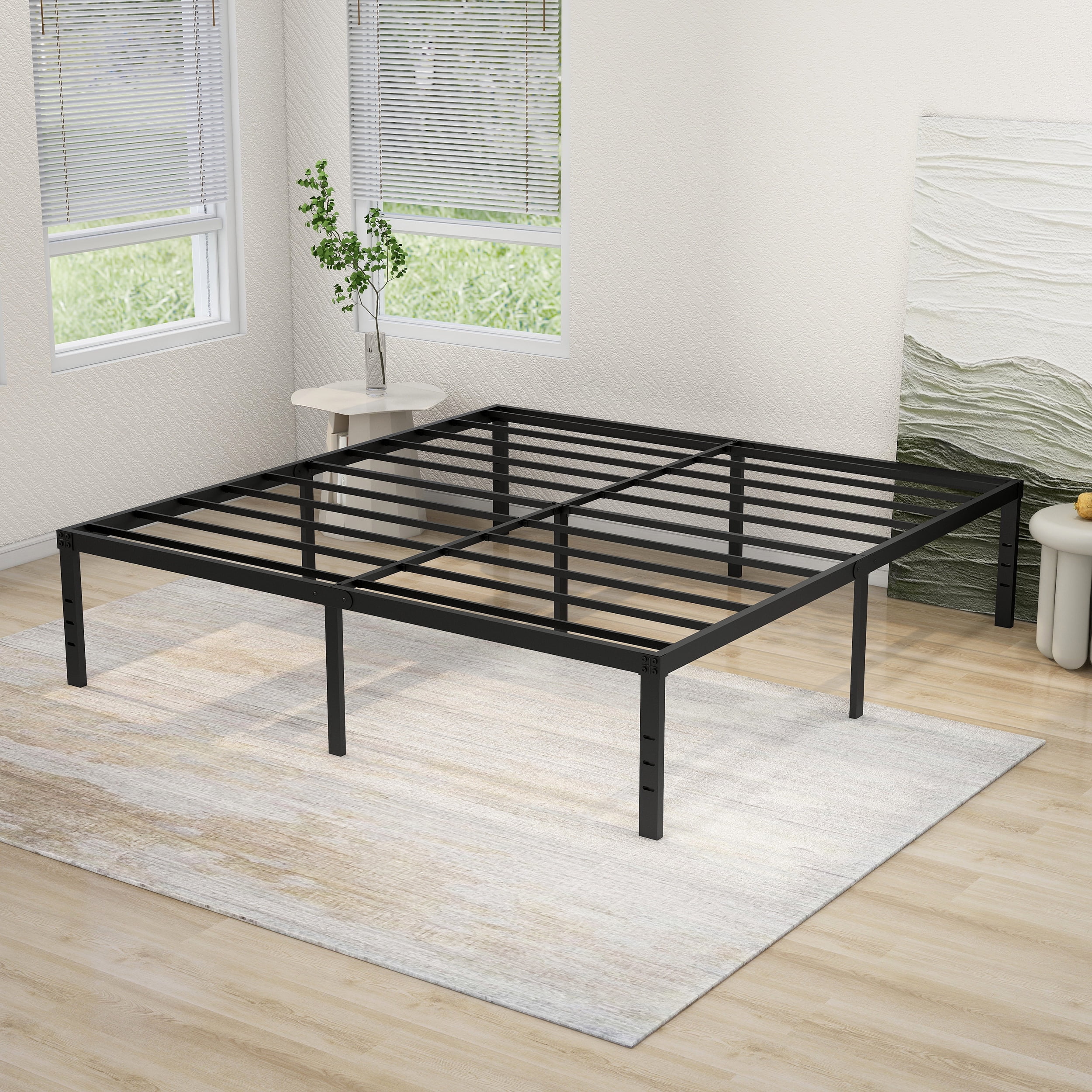 NNV 18" 3500 lbs Heavy Duty King Bed Frame, Duty Steel Slat Metal Bed ...