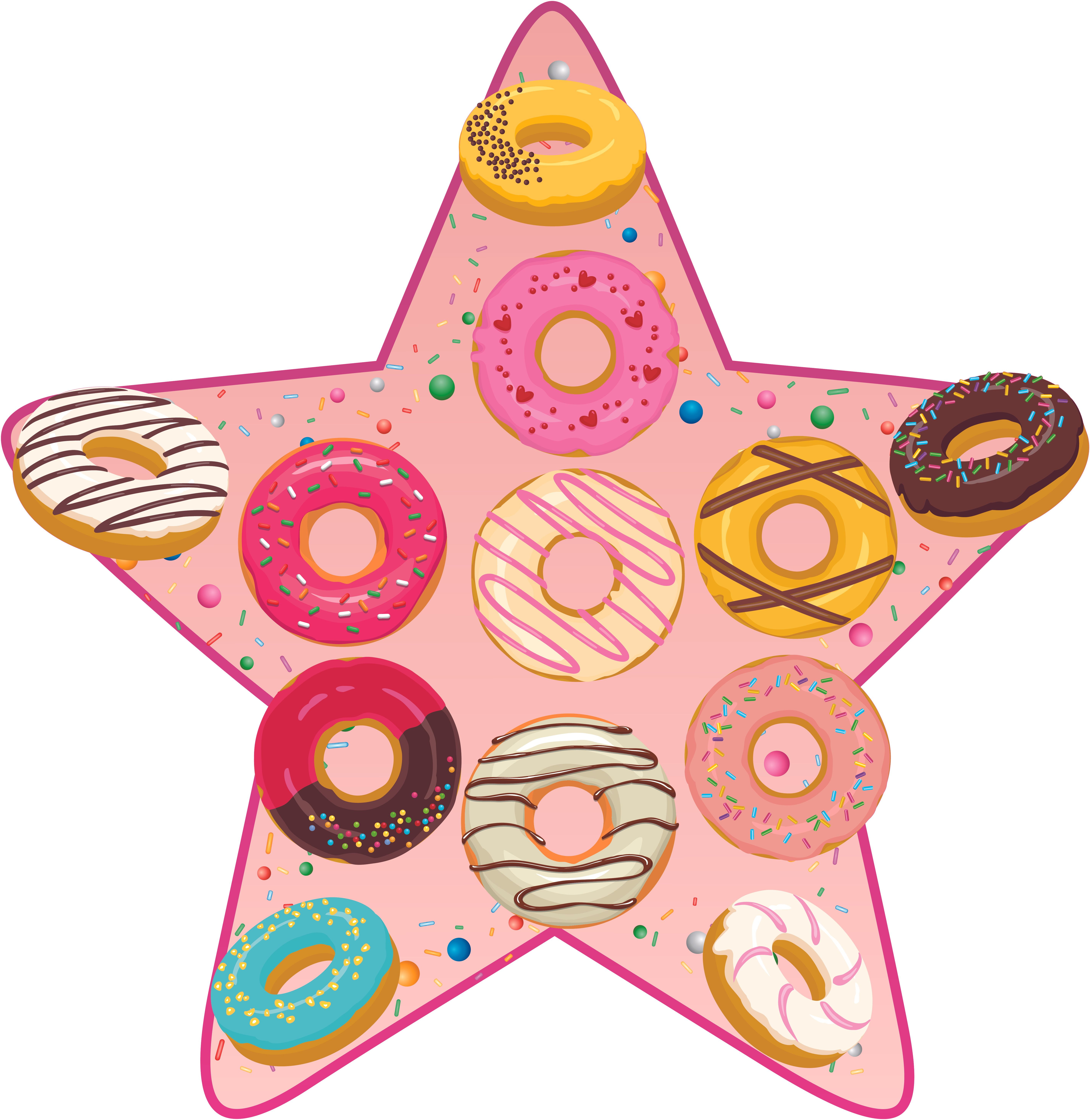 Star Shaped Assorted Donuts Formation Vinyl Home Art Wall Decal Design ...