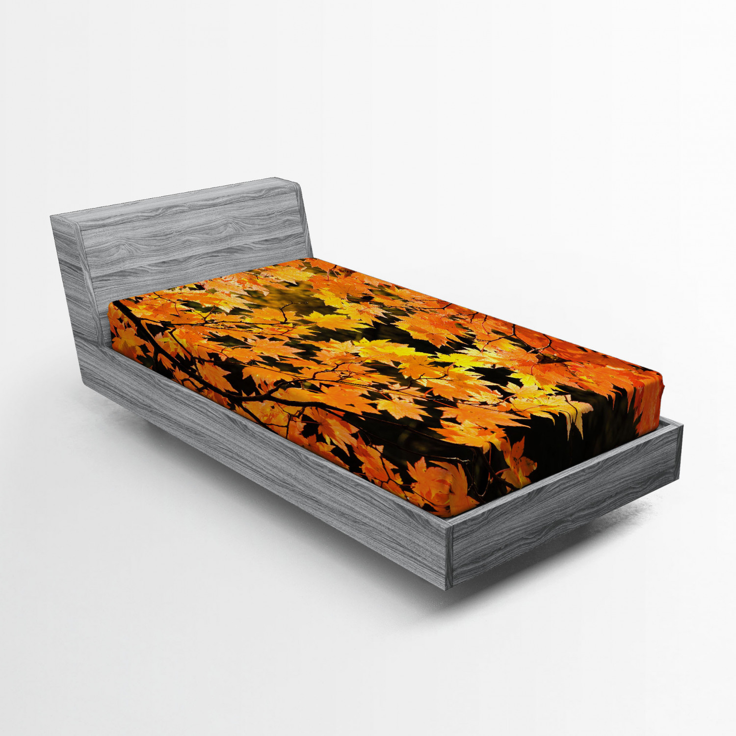 Fall Fitted Sheet, Vibrant Leaves of Autumn Maple Tree Branches with ...