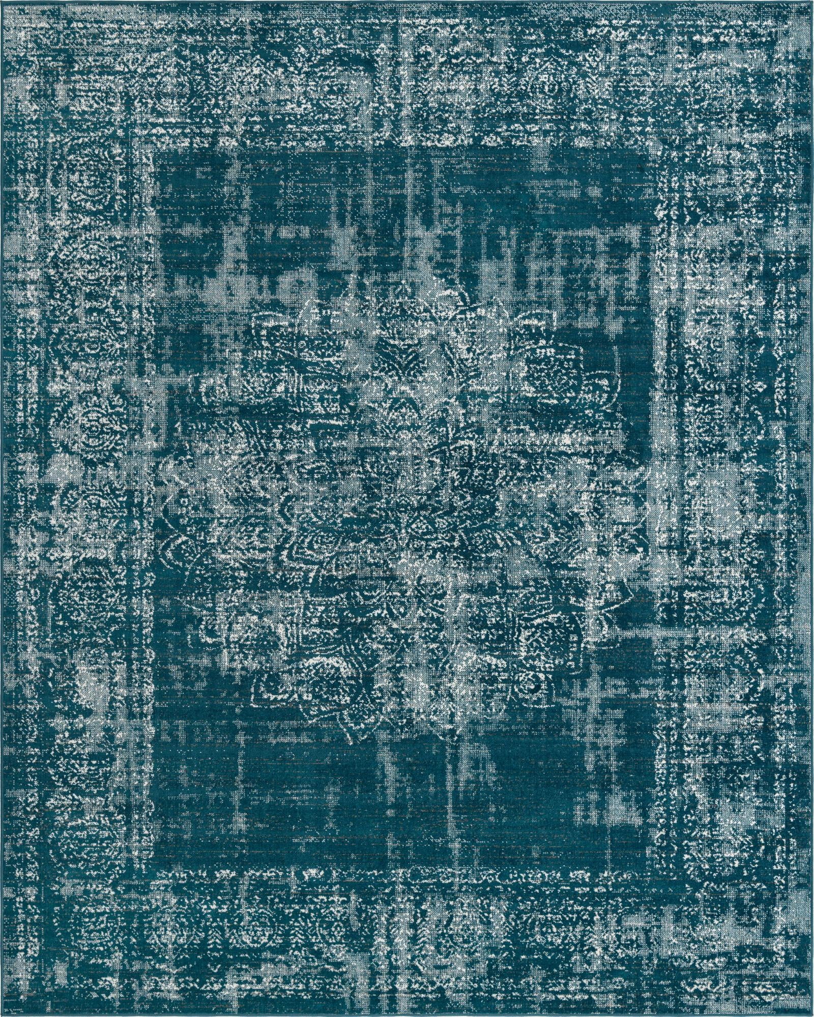 Rugs.com Aarhus Collection Rug – 8' x 10' Dark Teal Low Rug Perfect For ...