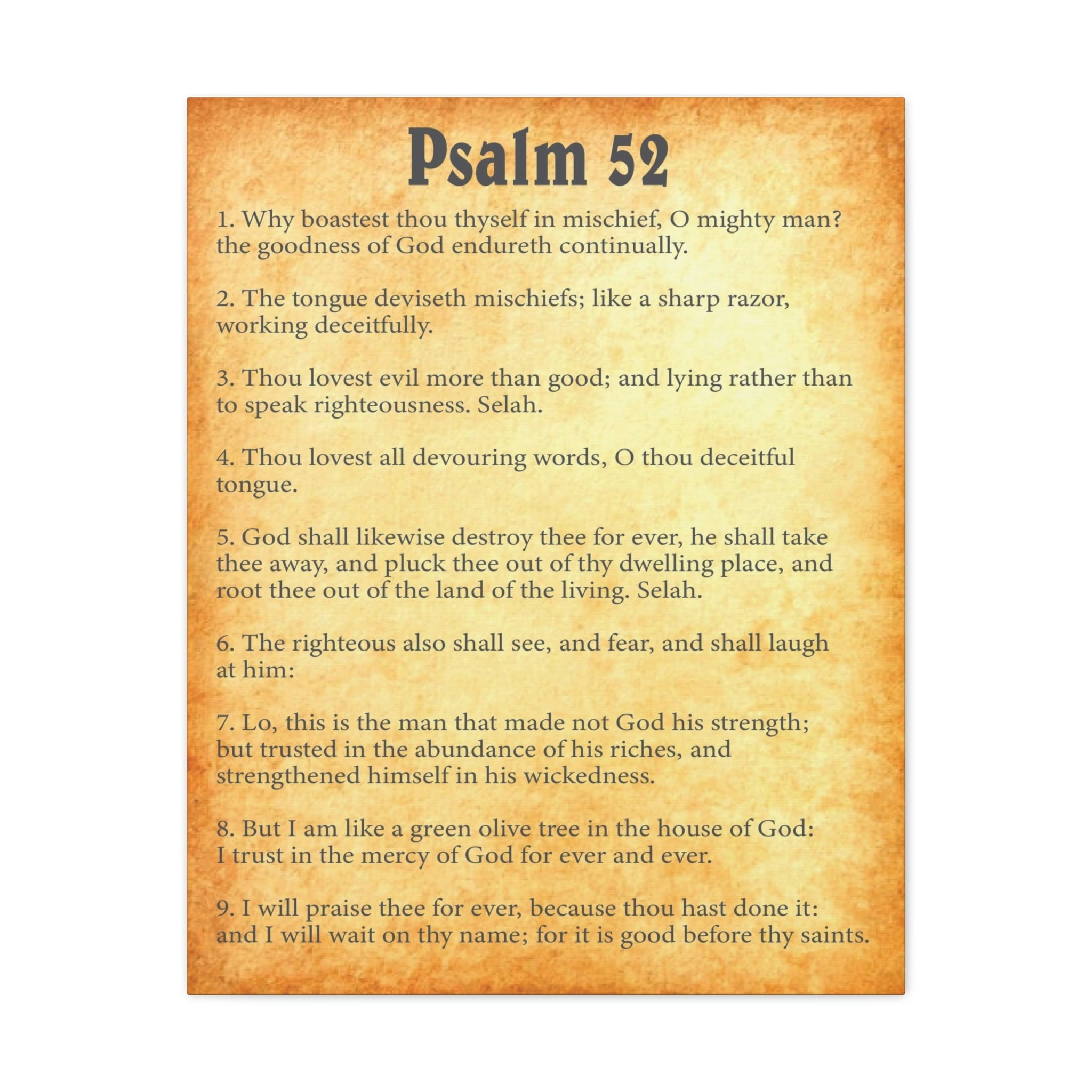 Scripture Walls Psalm 52 Chapter Gold Bible Canvas Christian Wall Art Ready to Hang Unframed ...