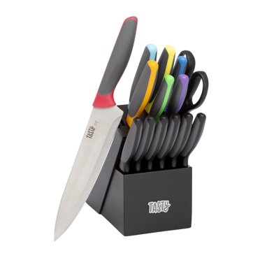 Tasty 15 Piece Stainless Steel Knife Block Set, Multicolor Cooking ...