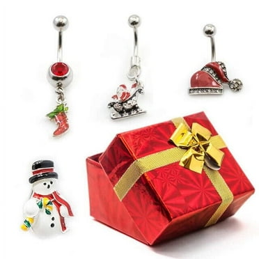 Body Candy Holiday Mistletoe Dangle Belly Ring Created with Crystals ...