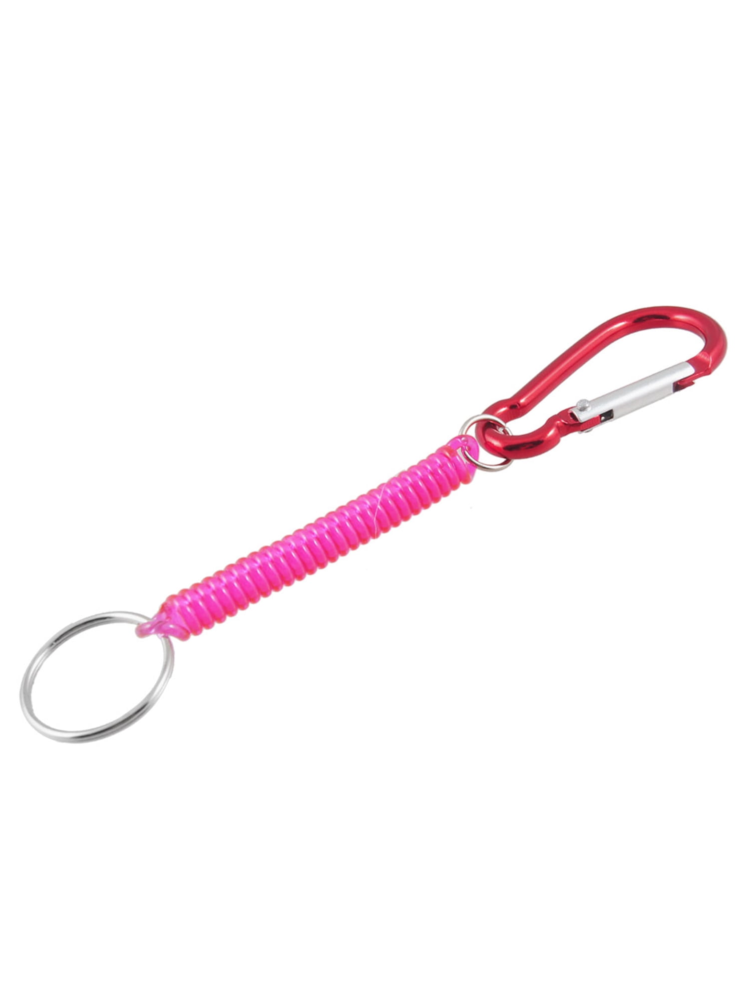 Red Carabiner Hook Pink Spring Stretchy Coil Keychain Key Chain Strap ...