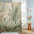 Bathroom Shower Curtain Vintage Poppy Pods Sage Green Fern Leaf ...