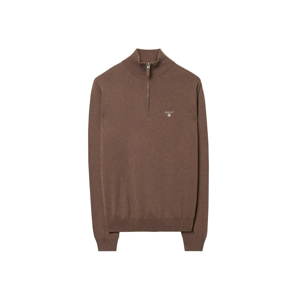 GANT - Gant Men's Cotton Wool Half Zip, Medium, Dark Hazelnut Melange ...