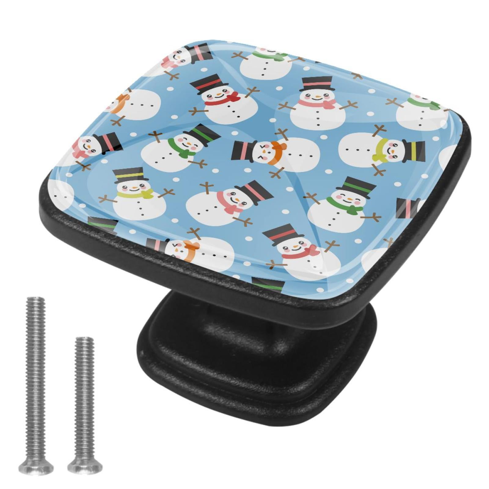 4 Pcs Cabinet Handle Drawer Pulls Cartoon Snowman Knobs with Screws Square Furniture Office ...