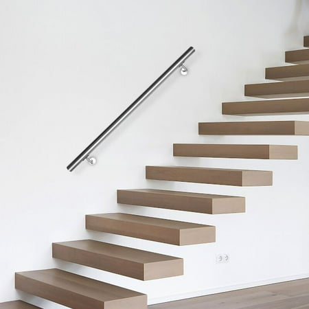 Handrail, stainless steel round stair railing, inside & outside Ø 42 mm ...