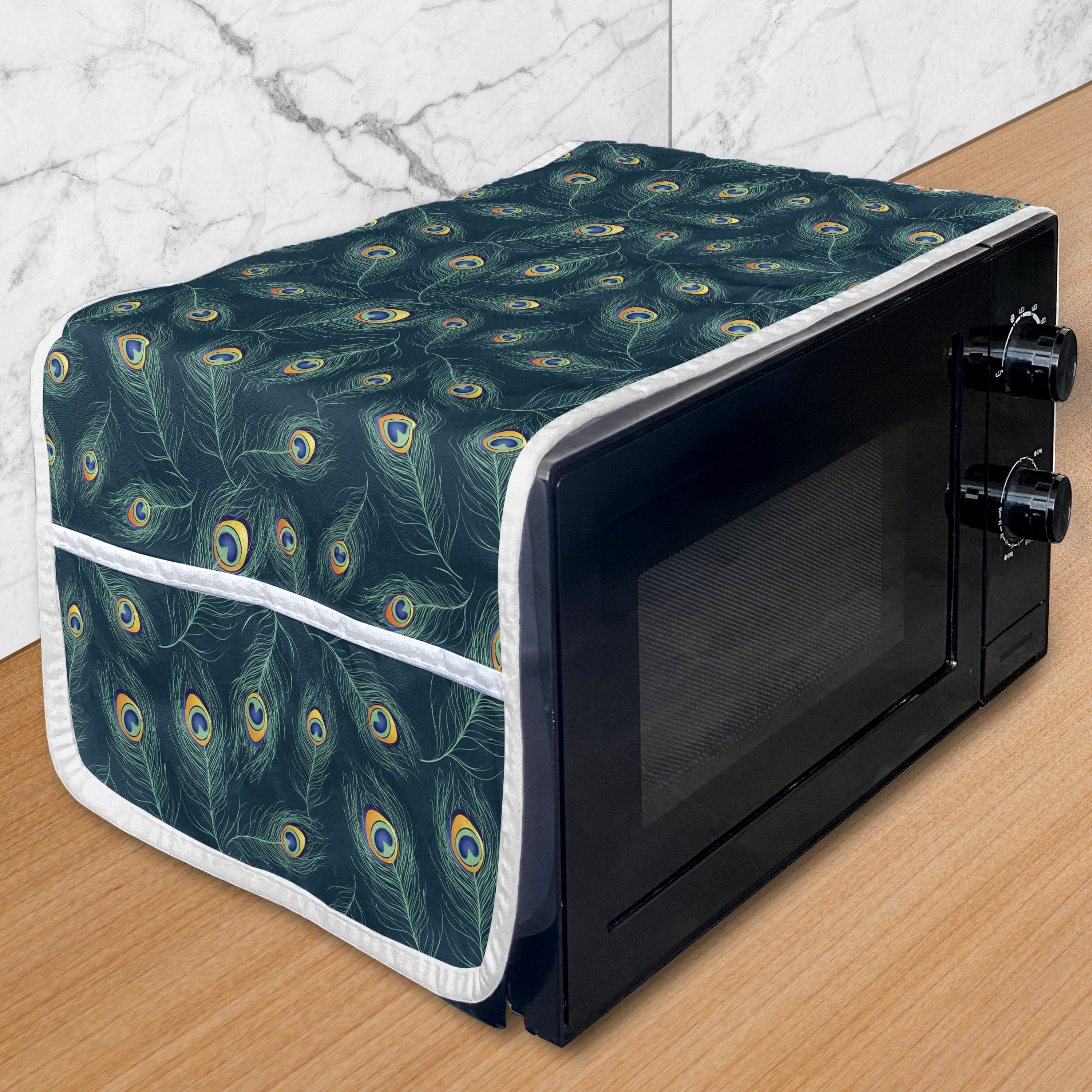 Feather Microwave Oven Cover, Colorful Middle Eastern Exotic Peacock ...