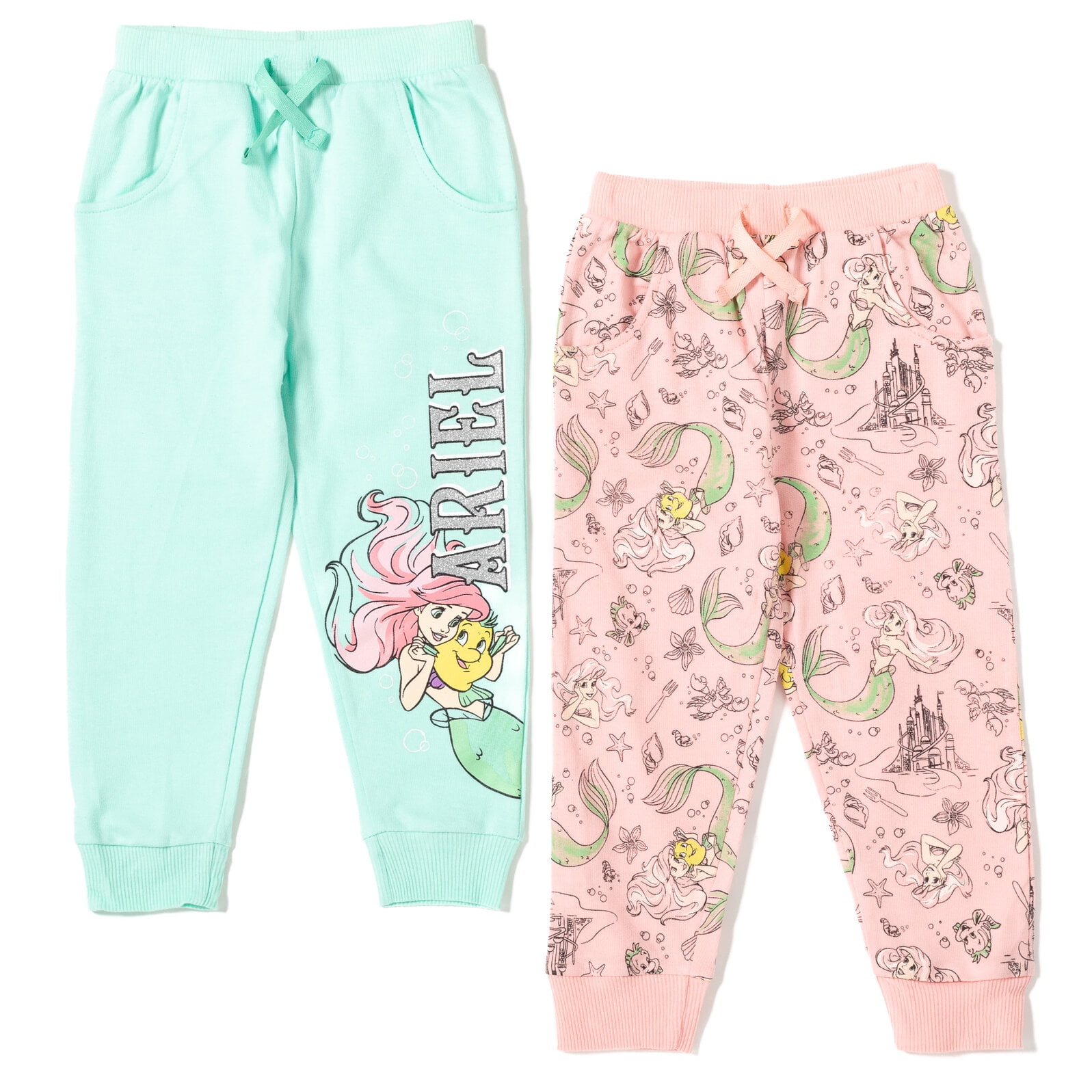 Disney Princess Ariel Little Girls Fleece 2 Pack Fashion Pants green ...