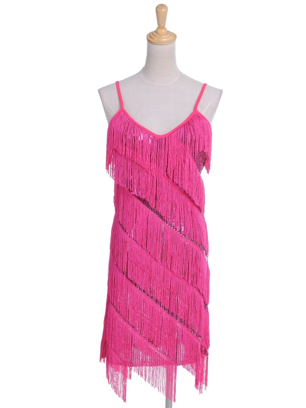 Womens Fringe Sequin Strap Backless 1920s Flapper Party Mini Dress ...