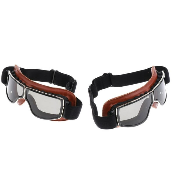 2x Motorcycle Goggles Vintage Style Cruiser Scooter Touring Eyewear ...