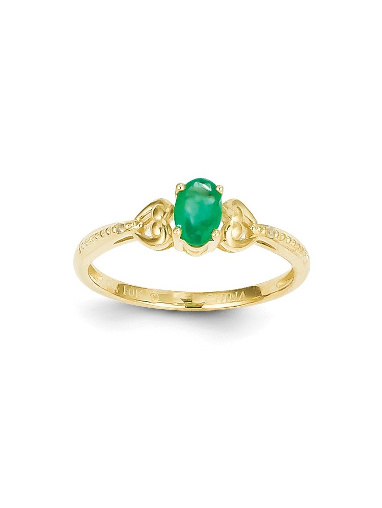 IceCarats - 10kt Yellow Gold Green Emerald Diamond Band Ring Size 7.00 ...