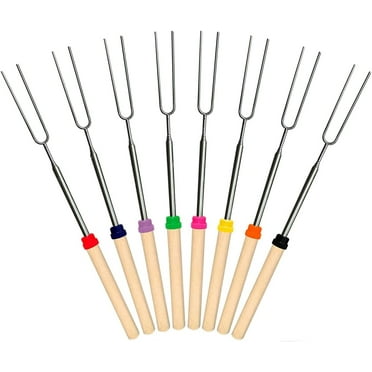 Best 12 PACKS 32" Marshmallow Roasting Sticks Set of 8 BBQ Skewers, Smores & Hot Dog Fork with ...