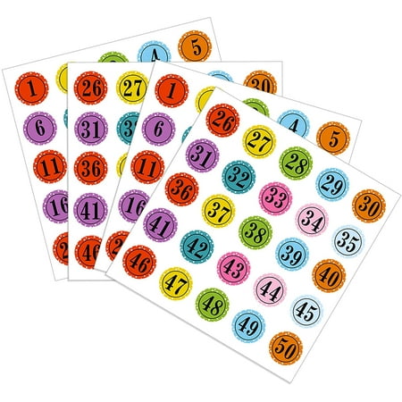 Number Stickers Colorful Round Number Labels Decorative Number Stickers ...
