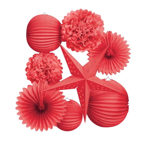 Paper Party Decorations Kit: Red, 8 pieces - Walmart.com