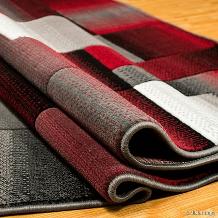 Red AllStar Modern. Contemporary Woven Area Rug. Drop-Stitch Weave ...