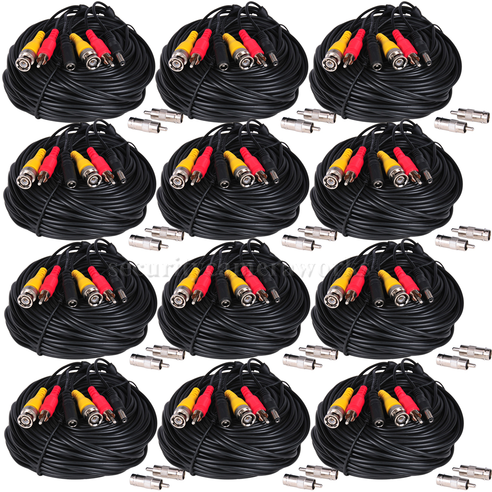VideoSecu 12x 50ft Security Camera Audio Video Power Cable Extension ...