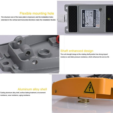 Aluminum Alloy Waterproof Foot Pedal Switch Power Industrial Momentary ...
