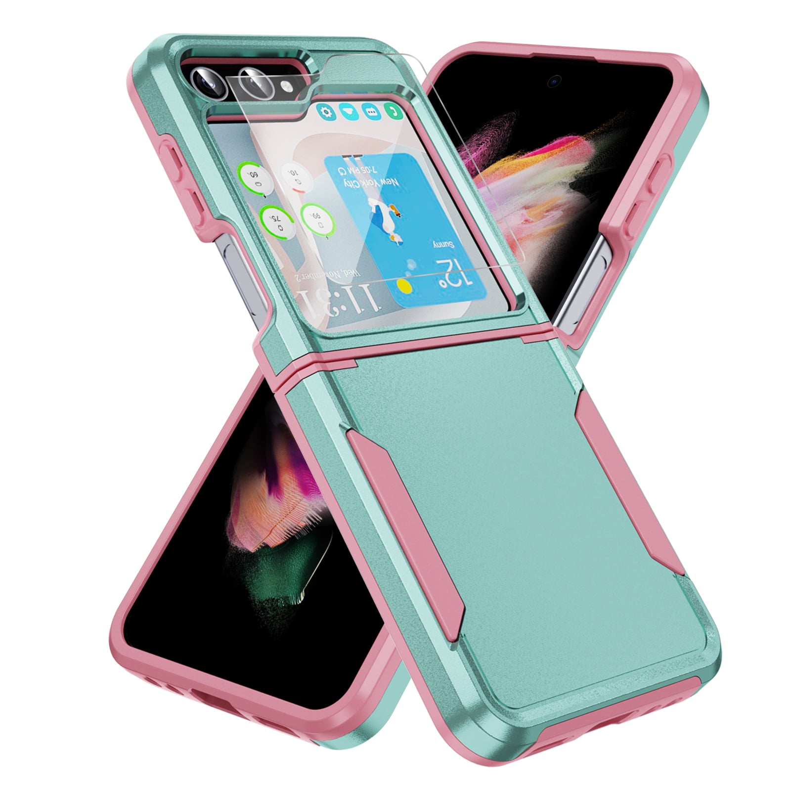 K-Lion for Samsung Galaxy Z Flip5 Rugged Case,Built-in Retractable ...