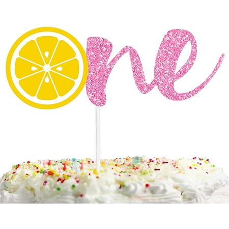 One Lemon Cake Topper Pink Glitter 1st Baby Shower Theme Decorations r ...