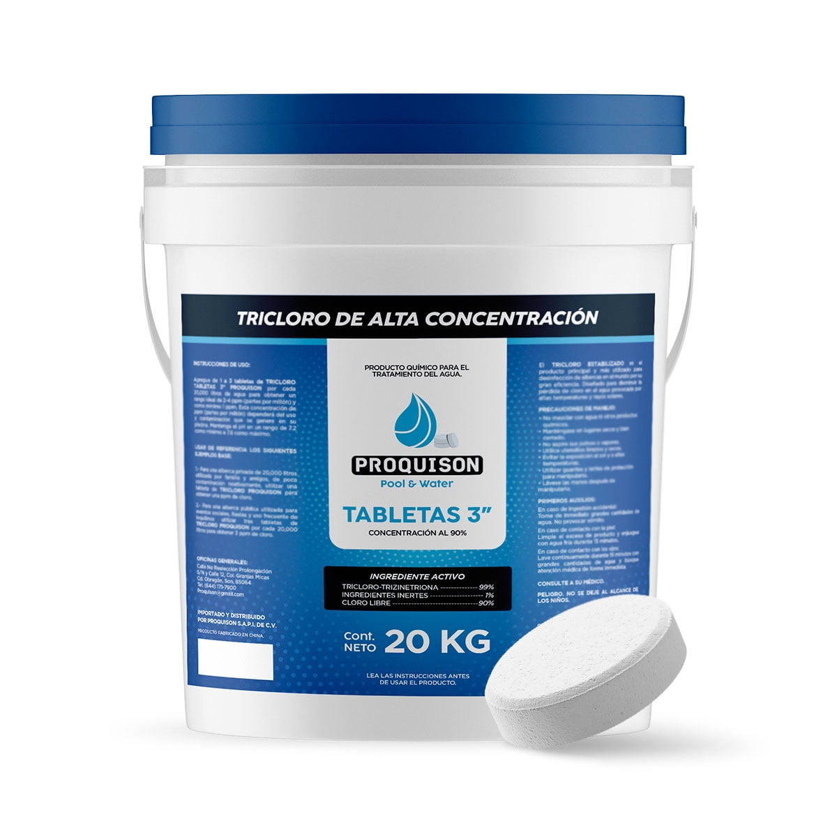 Cloro para alberca 20 kg tabletas 3 pulgadas Proquison 90% | Walmart en ...