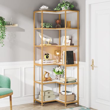 BALANBO 3-Shelf Corner Bookcase, Industrial A-Shaped Display Stand for ...
