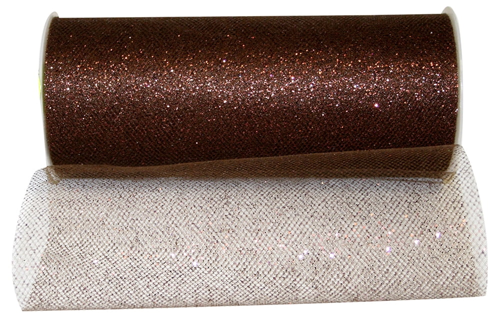 Reliant Ribbon - 25623-705-25J, Glitter Tulle Sparkle Ribbon, Chocolate ...