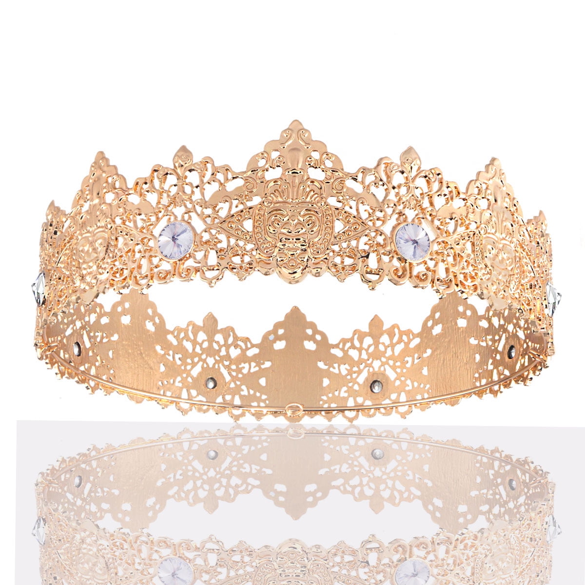 King Men Tiara Crown Imperial Medieval Headband Crystal Pageant ...