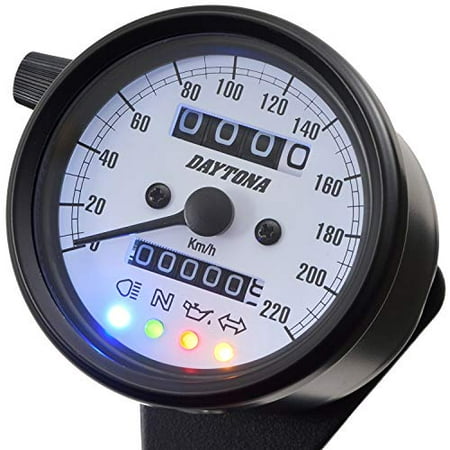 Daytona Motorcycle Mechanical Speedometer Black Body / White Panel ...