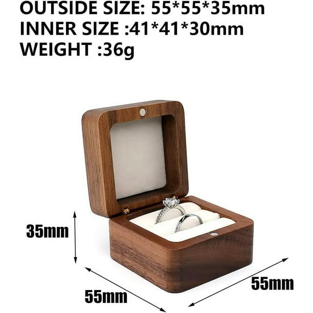 Square Wooden Ring Box for 2 Rings Handmade Storage Jewelry Box Engagement Wedding Gift for Wife Valentine s Day