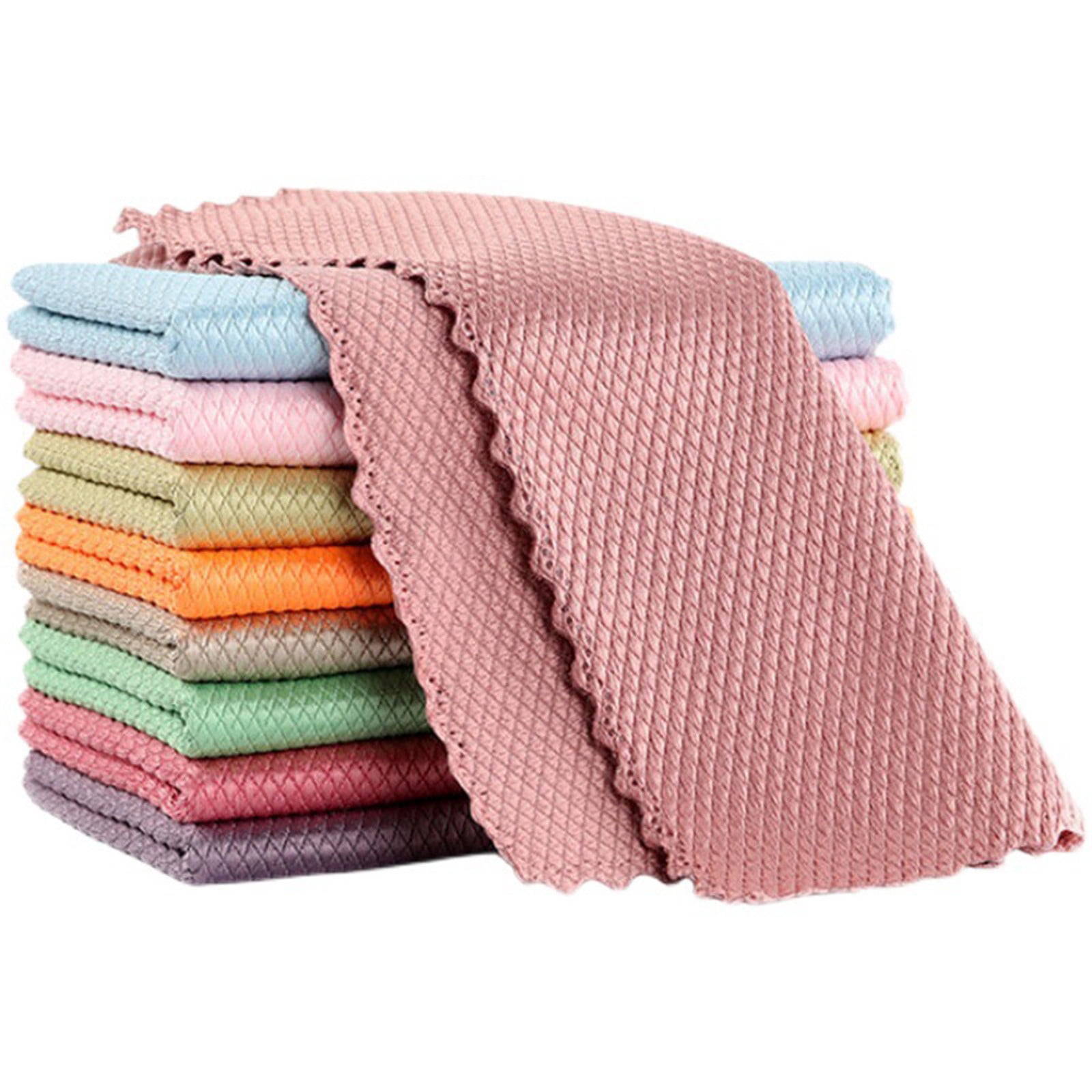 Bagmrteho Striped Absorbent Reusable Easy To Clean Fiber Cleaning Cloth 10pc Hand Towel Sponge Snowflake Dish Towels For Kitchen Soft Towels Bar Mop W