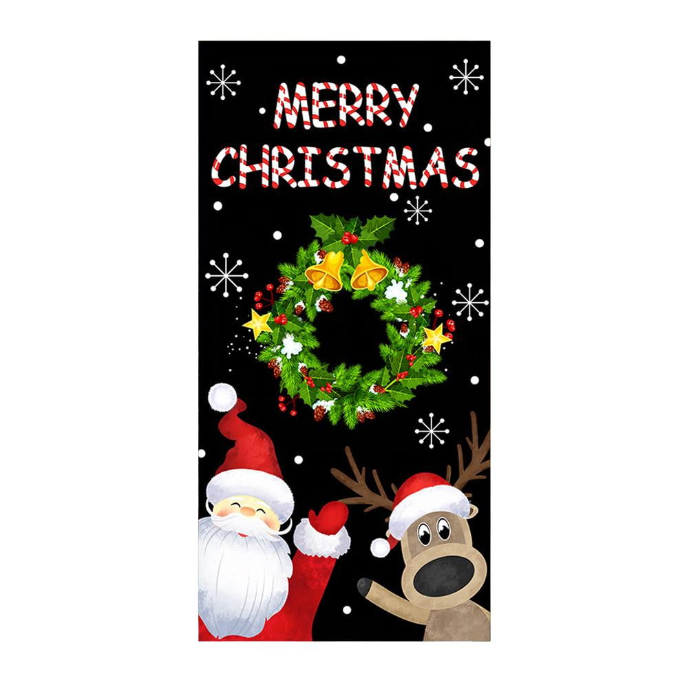 LUVCLS Cortina o pancarta para puerta con temática navideña, decoración ...