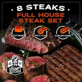 Grumpy Butcher 8 Steaks Set - 4 Sirloins, 2 Ribeyes, 2 Large Filet ...