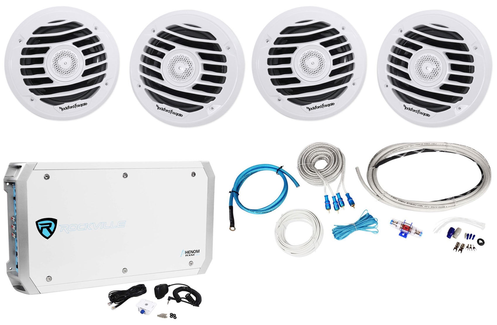 4) Rockford Fosgate PM2652X 6.5" Marine Luxury Speakers+6Ch Amplifier ...