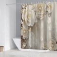 Bath Accessories Set Beige Floral Pattern Bathroom Decor with Rugs and ...