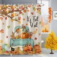 Bathroom Shower Curtain Thanksgiving Pumpkin Fall Orange Maple Leaves ...