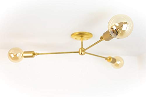 Three Spoke Flush Mount - Modern Ceiling Fixture - 3 Bulb Flush Light ...