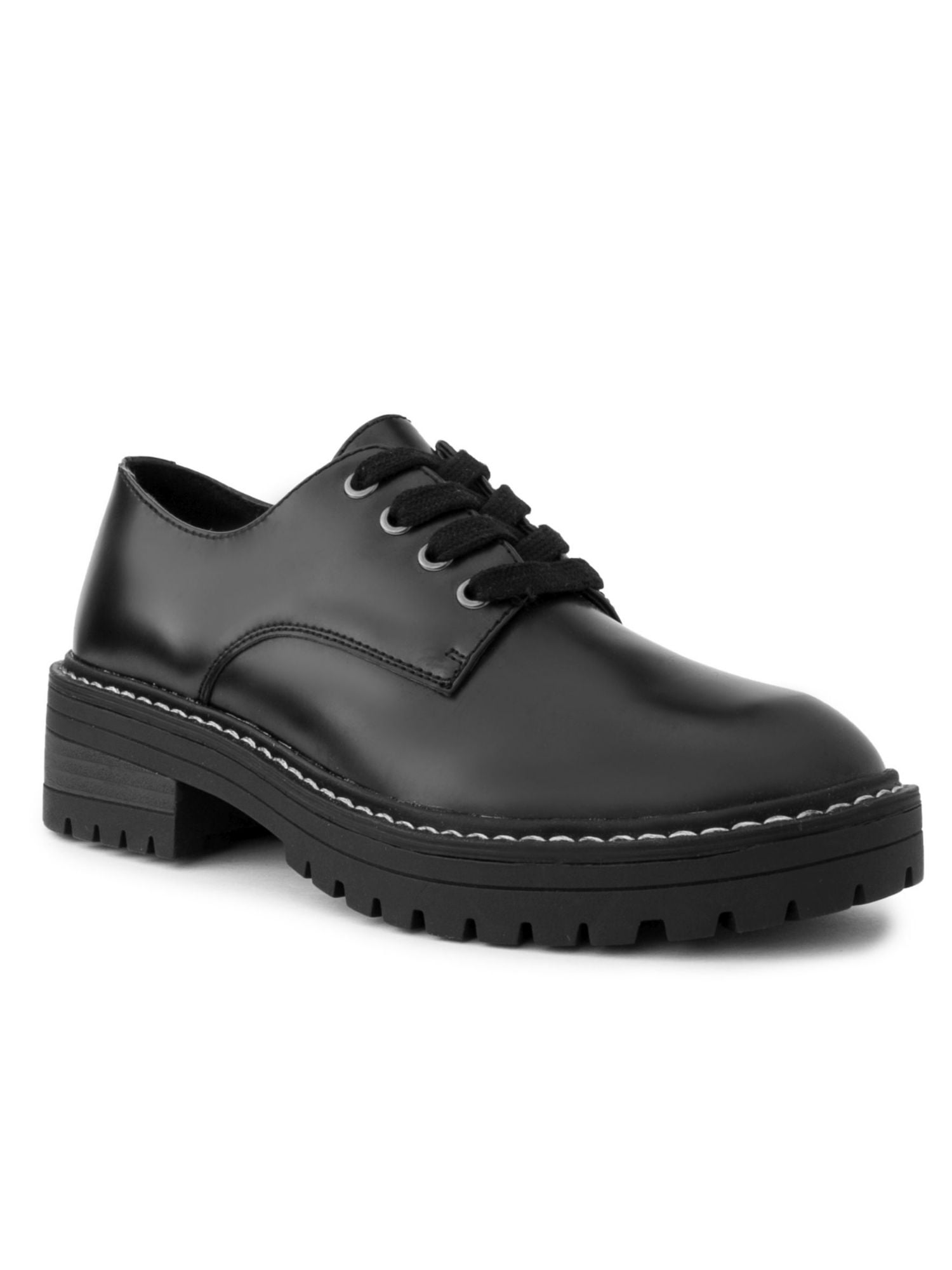 SUGAR Womens Black 1 Platform Stitch Detailing Comfort Kaelie Round Toe Block Heel Lace Up sugar-womens-black-1-platform-stitch-detailing-comfort-kaelie-round-toe-block-heel-lace-up
